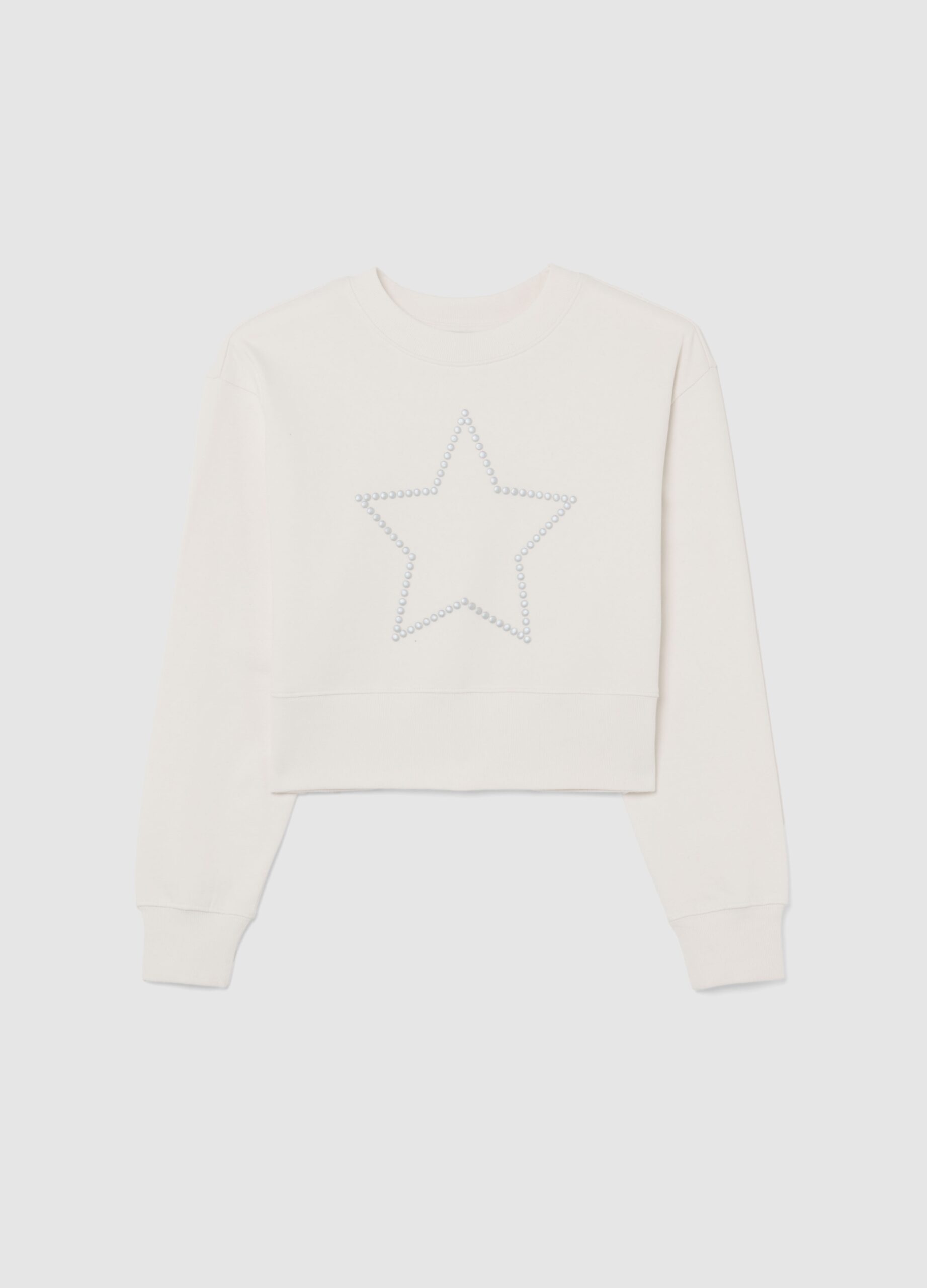 Sweat-shirt fille blanc en pur coton Regular Fit avec étoile brodée ...